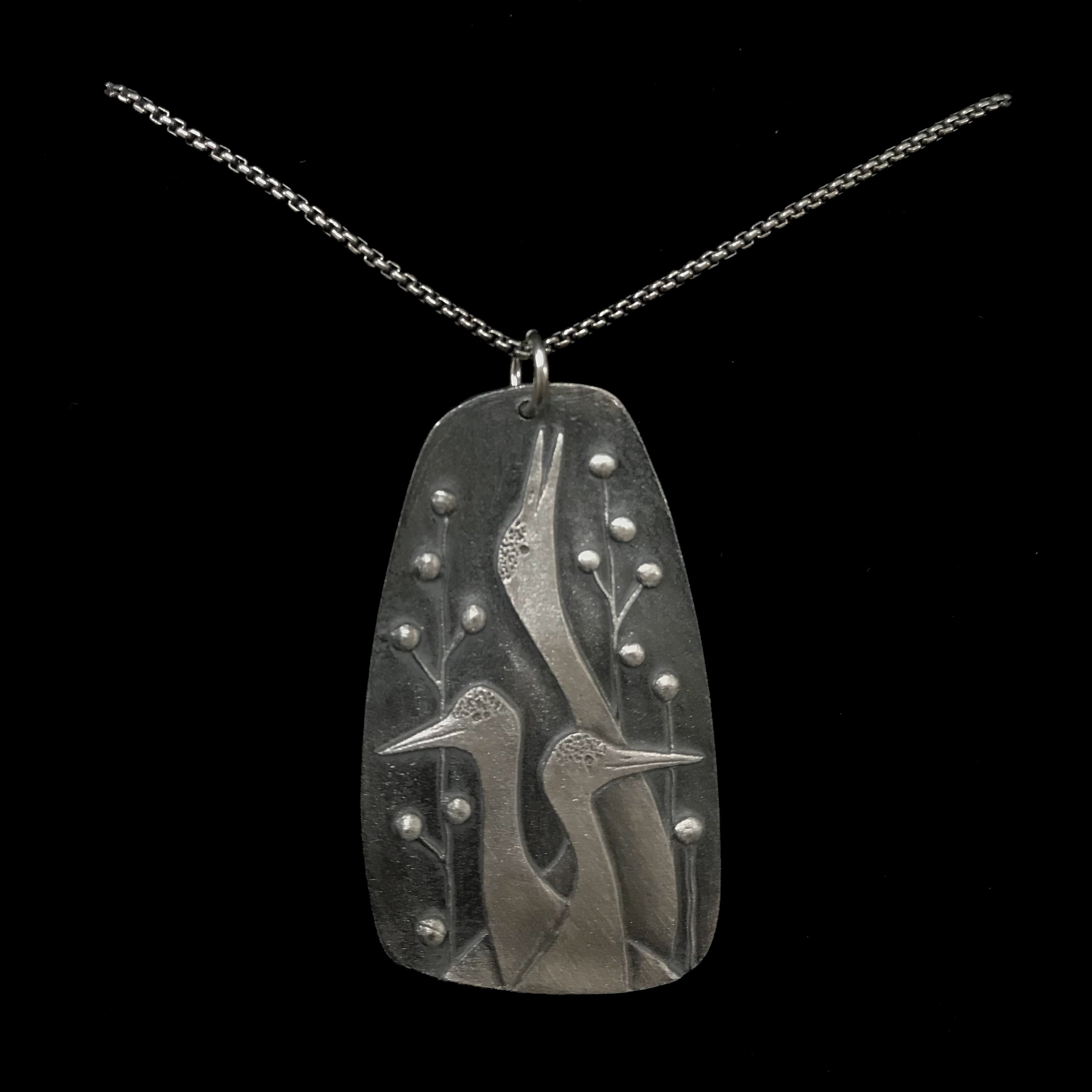 P-CA3 Fine Silver Three Crane Pendant