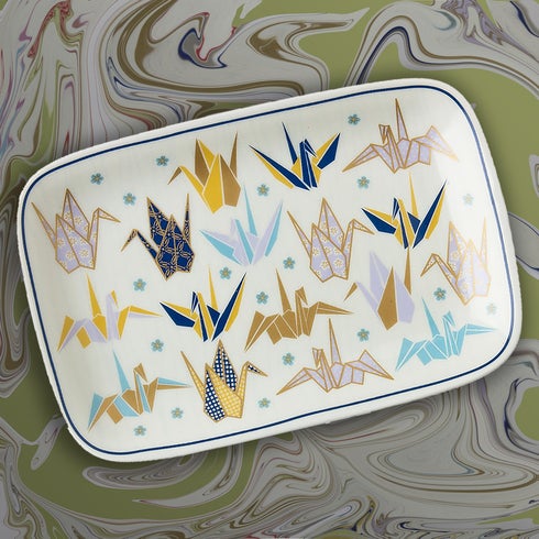 Blue Origami Cranes Plate