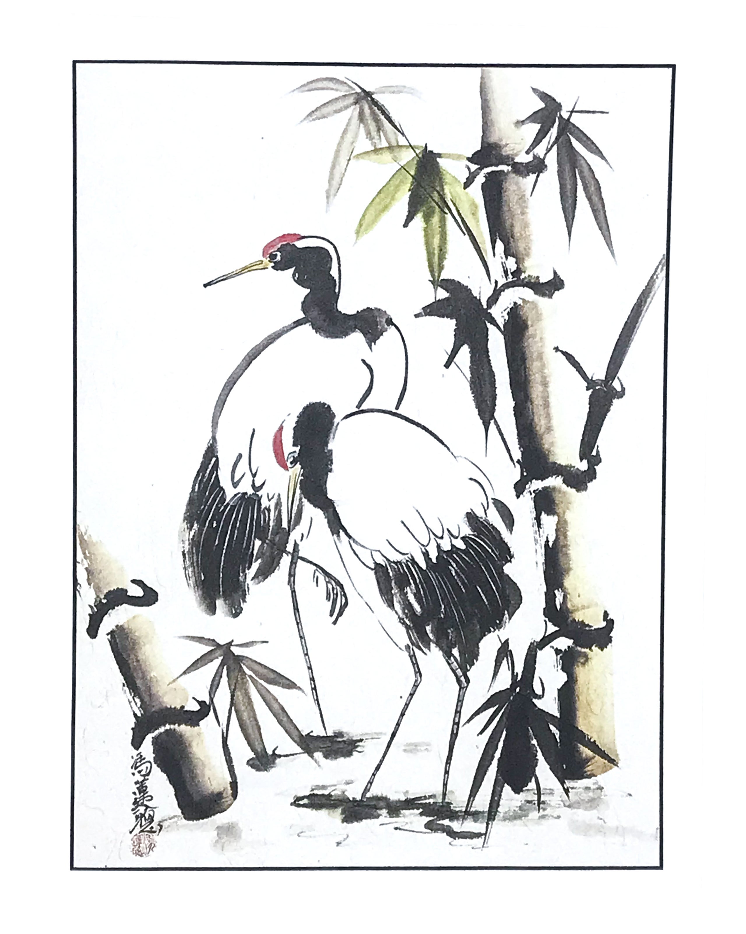 C. Fung 2 Cranes and Bamboo Card